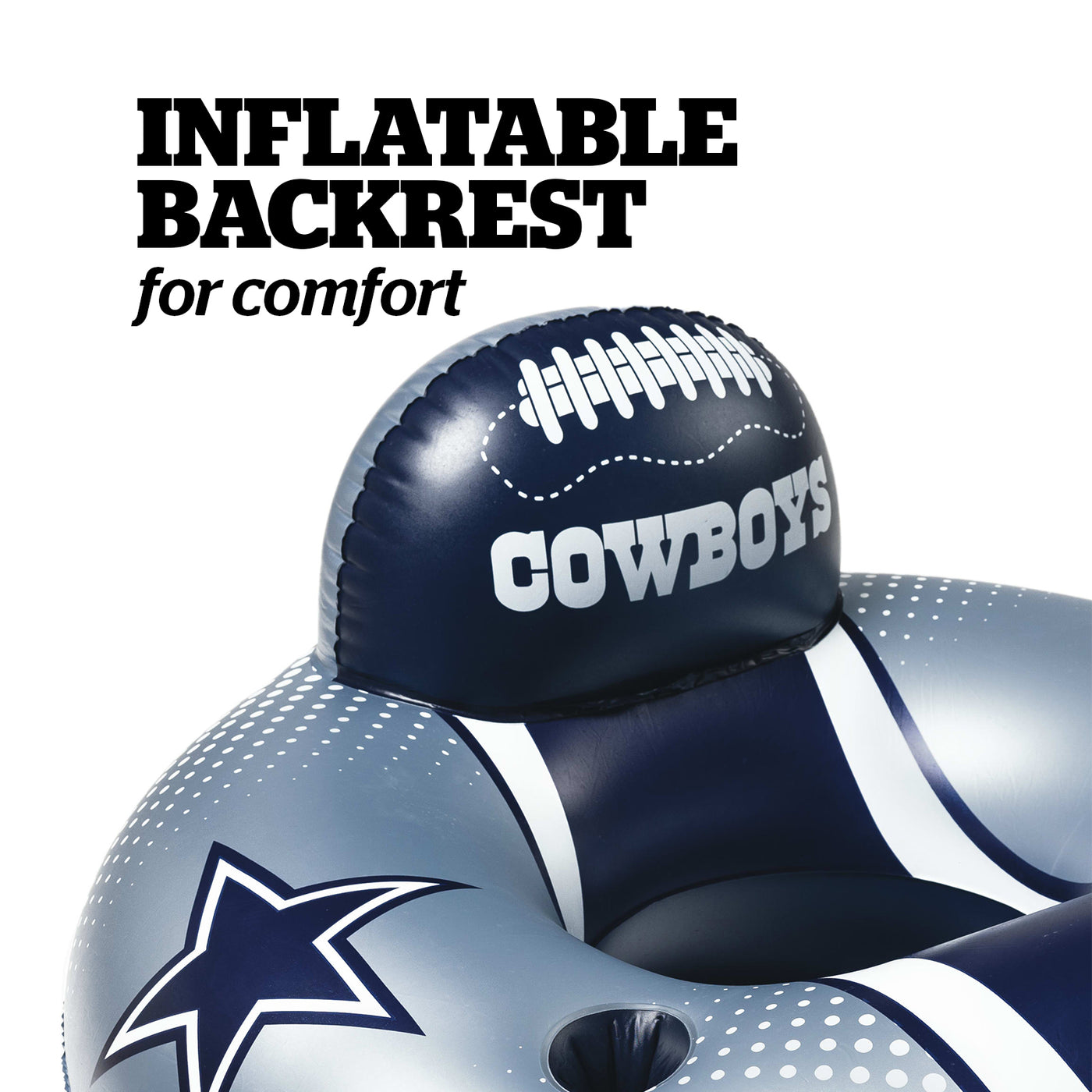 Dallas Cowboys 42 in Pool Float with cupholder and backrest