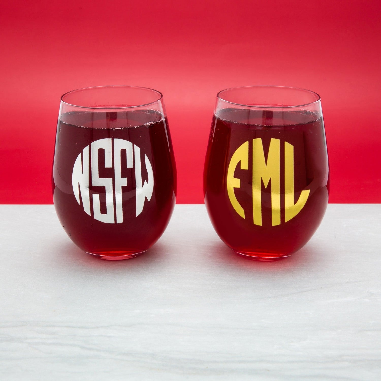 The ultimate acronym wine glass duo